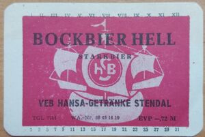 Drink Label: Bockbier Hell (VEB Hansa-Getranke Stendal, Germany ...