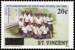 Stamp: Girls' High School class - Surcharged (Saint Vincent and The ...