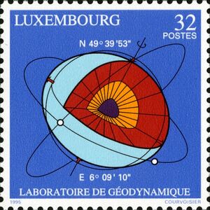Stamp: Diagram and Section trough Earth (Luxembourg(Anniversaries (1995 ...