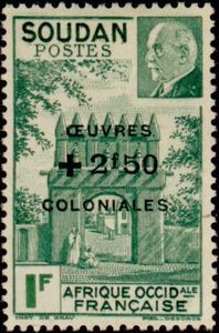 Stamp: Door of Djenne and Effigy of Marshal Petain surcharged (French ...