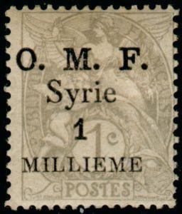 Stamp: Type Blanc overprinted and Syrian surcharge (Syria("O.M.F. Syrie ...