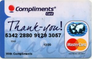 Bank Card: Edenred MasterCard Compliments Thank You - 06/16 (Edenred ...