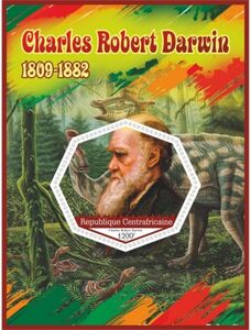 الطابع: Great People Charles Darwin (جمهورية أفريقيا الوسطى: طوابع غير ...