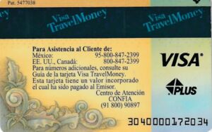 Bank Card: Visa TravelMoney (Banca Confia, MexicoCol:MX-VI-0133