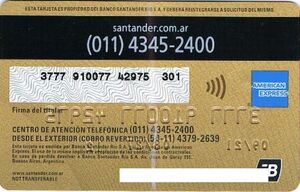 Tarjeta de Banco: Santander Gold (Banco Santander Rio, ArgentinaCol:AR ...