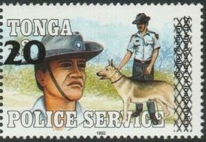 Stamp: Policeman, police dog (Tonga(Tonga Fire and Police Service ...