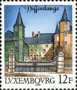 Stamp: Differdange Castle built in the Middle of the 16th Century ...