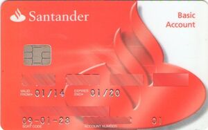 Bank Card: Santander Cirrus Basic Account (Santander, United Kingdom of ...