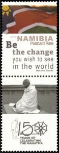 Stamp: 150th Birth Anniversary of Mahatma Gandhi (1869-1948) (Namibia ...