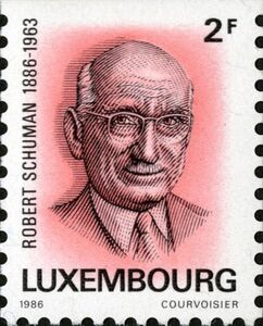 Stamp: Robert Schuman (2 Fr. Top Imperforate) (Luxembourg(Birth ...