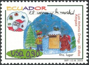 Stamp: Children at Mailbox (Ecuador(Christmas 2003) Mi:EC 2773,Sn:EC ...