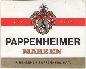 Drink Label: Pappenheimer Märzen (Brauerei R. Behrens, Pappenheim ...