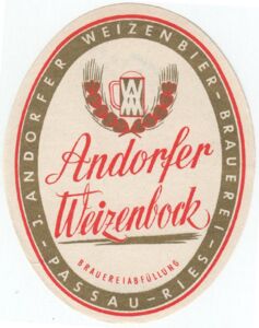 Drink Label: Andorfer Weizenbock (Andorfer Weizenbierbrauerei, Germany ...