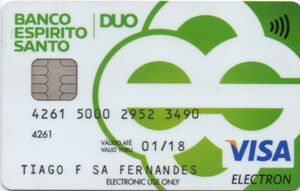 Bank Card: BES-Banco Espirito Santo - Duo (Visa Electron) (Banco ...