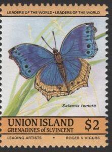 Stamp: Blue Mother-of-pearl (Salamis temora) (Grenadines of St. Vincent ...
