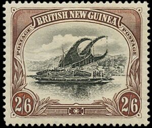 Stamp: Lakatoi with Hanuabada Village in Background (Papua(British New ...