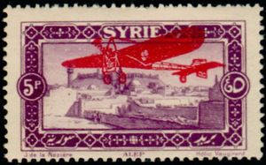 Stamp: View of Aleppo overprinted (Syria(Airmail 1925 - red airplane ...