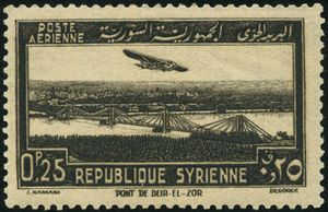 Timbre: Plane and Bridge of Deir el Zor (Syrie(Airmail 1940) Mi:SY 449 ...