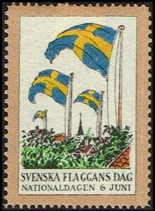 Stamp: Sverige svenska flaggans dag den 6 juni (Sweden: Cinderella ...