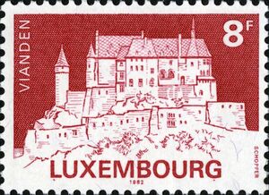 Stamp: Vianden Castle (Luxembourg(Classified Monuments (1st series)) Mi ...