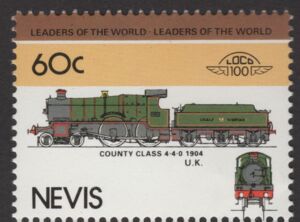 Stamp: GWR County class. Great Britain, 1904 - technical drawing (Nevis ...