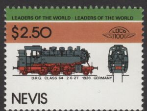 Stamp: D. R. G. "Class 64", Germany, 1928 - technical drawing (Nevis ...
