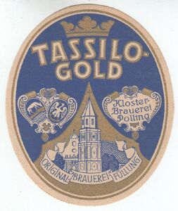 Flaschenetikett: Tassilo-Gold (Klosterbrauerei Polling, Deutschland ...