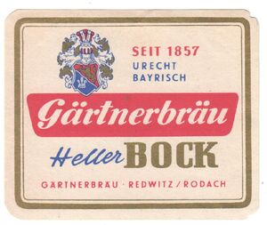 Drink Label: Gärtnerbräu heller Bock (Gärtnerbräu Redwitz, Germany ...