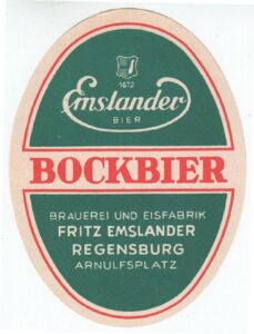 Drink Label: Emslander Bockbier (Brauerei Emslander Regensburg, Germany ...