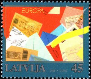 Stamp: Europa - Letter Writing (Latvia(Europa (C.E.P.T.) 2008 - Letter ...