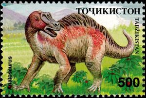 Stamp: Anatosaurus (Tajikistan(Prehistoric Animals) Mi:TJ 52,Sn:TJ 55 ...