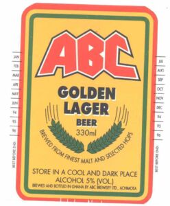 Drink Label: ABC Golden Lager (Achimota Brewery Company Ltd., GhanaCol ...