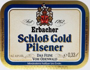 Drink Label: Erbacher Schloss Gold Pilsener (Erbacher Brauhaus J ...