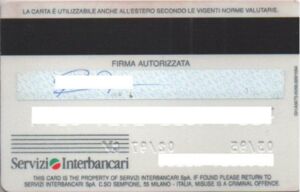 Bank Card: CartaSi (Banca Popolare di Novara, ItalyCol:IT-VI-0117