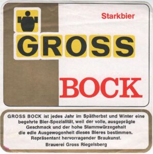 Drink Label: Gross Bock (Brauerei Gross, Riegelsberg, Germany, Federal ...