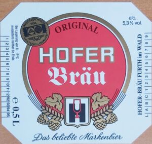 Drink Label: Hofer Brau (Hofer-Bräu, Germany, Federal RepublicCol:DE ...