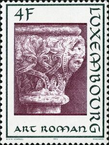 Stamp: Head of a Column in the Byzantine Hall of Vianden Castle ...