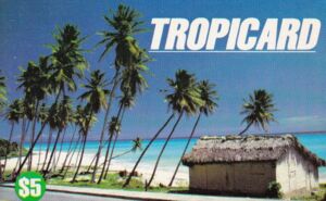 Phonecard: Tropicard - House and Palms $5 (Green Value) (Codetel, Dominican Republic(Tropicard ...