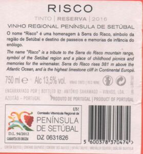 Drink Label: Risco (António Saramago-Vinhos,Lda, PortugalCol:PT-WINE-000301