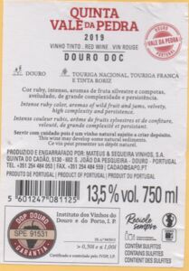 Drink Label: Quinta Vale Da Pedra (MATEUS & SEQUEIRA VINHOS SA ...