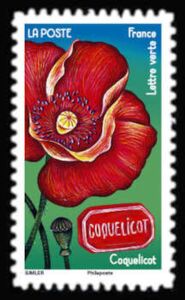 Stamp: Poppy Flower and Coquelicot Poppy Candy (France(Flowers and ...