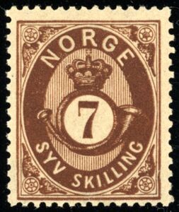 Stamp: Posthorn - shaded (Norway(Post horn (Skilling 1872-75)) Mi:NO ...