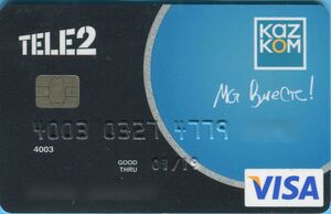 Bank Card: Tele2 (Kazkommertsbank, KazakhstanCol:KZ-VI-0092