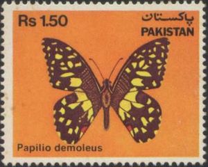 Stamp: Checkered Swallowtail (Papilio demoleus) (Pakistan(Butterflies ...