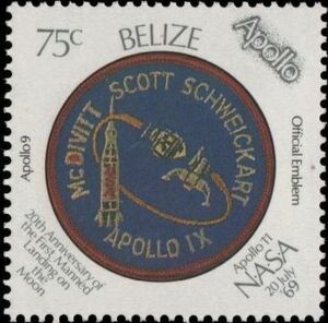 Stamp: "Apollo 9" Emblem (Belize(20th Anniversary of First Manned ...