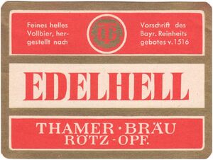 Drink Label: Edelhell (Thamer Bräu Rotz, Germany, Federal RepublicCol ...
