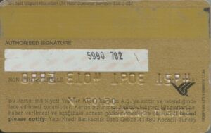 Bank Card: World (Yapi Kredi Bankasi, Türkiye (Turkey)Col:TR-VI-0495