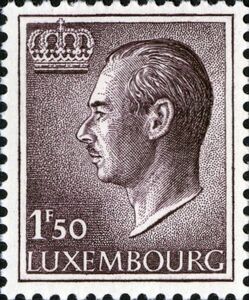 Stamp: Grand Duke Jean facing Left (1,50 Fr. black lilac) (Luxembourg ...