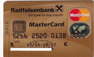 Bank Card: MasterCard Gold (Raiffeisen Bank, AustriaCol:AT-MC-0013.02
