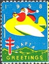 Stamp: Australia NAPTA, Santa in plane (Australia: Cinderella Stamps ...